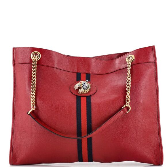Gucci | Bags | Gucci Rajah Chain Tote Leather Large Red | Poshmark